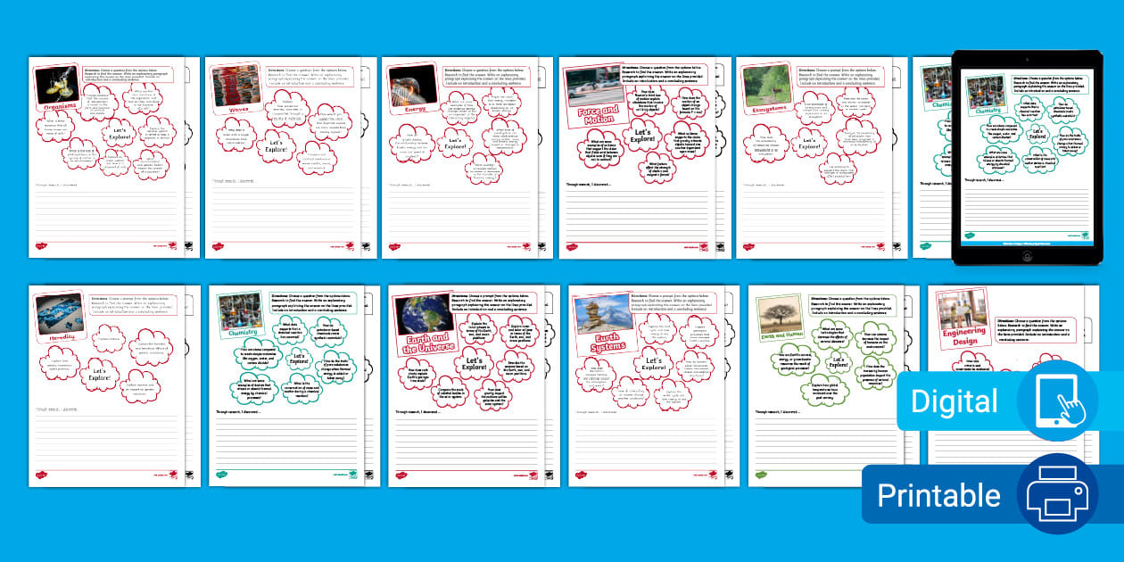 Middle School NGSS Science Research Writing Activity Pack