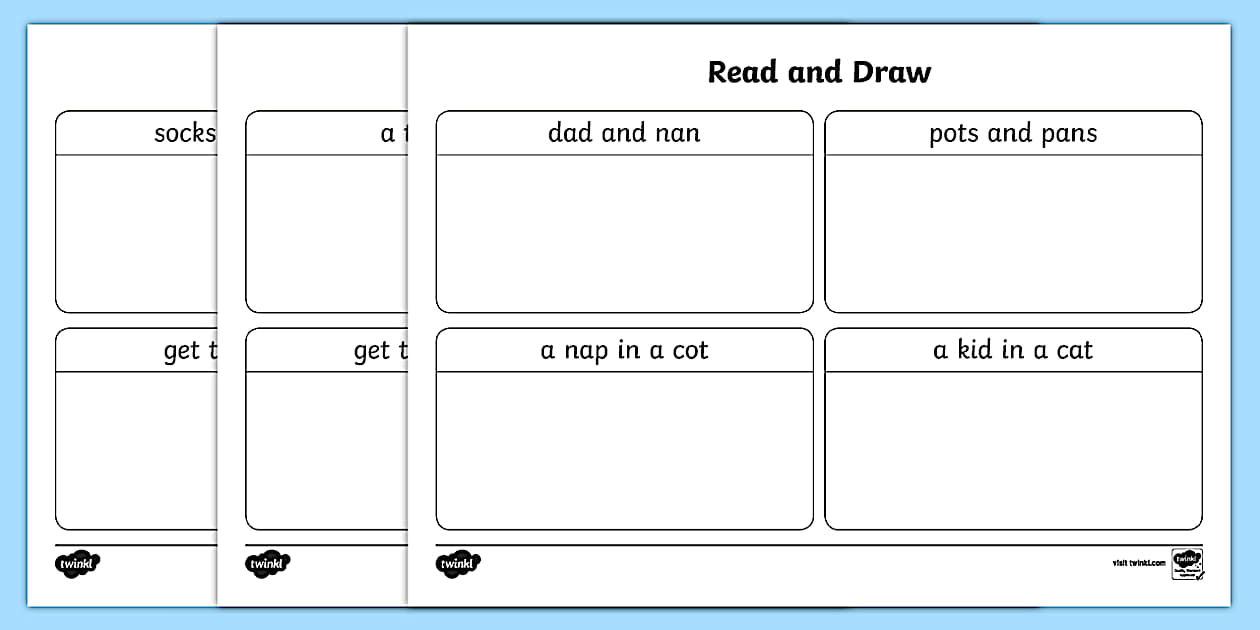 Editable Phase 2 Caption Card Read and Draw Worksheets