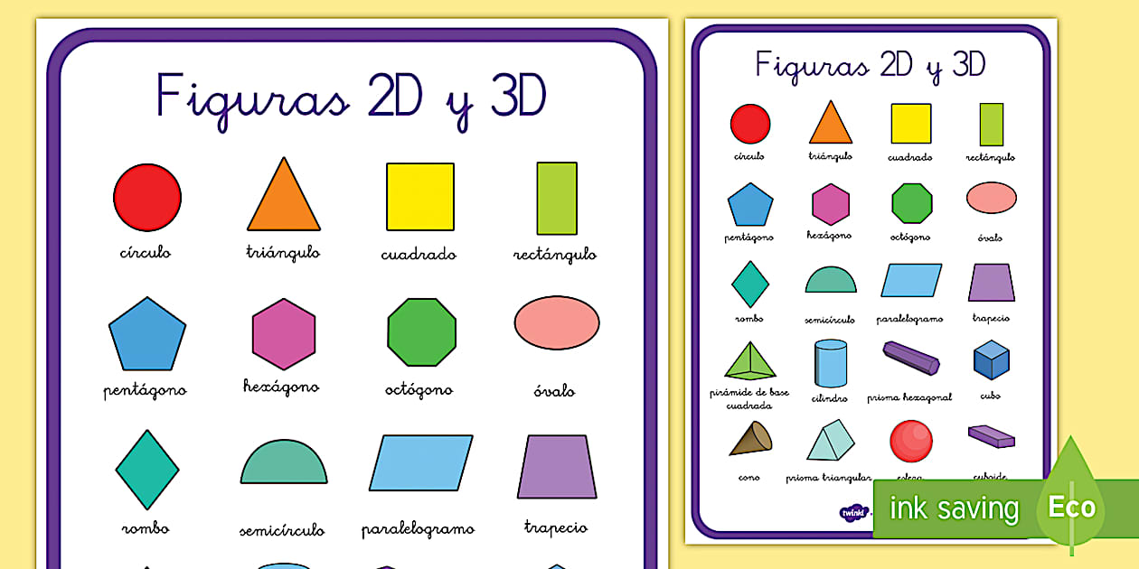 Póster DIN A2: Figuras 2D y 3D - Twinkl