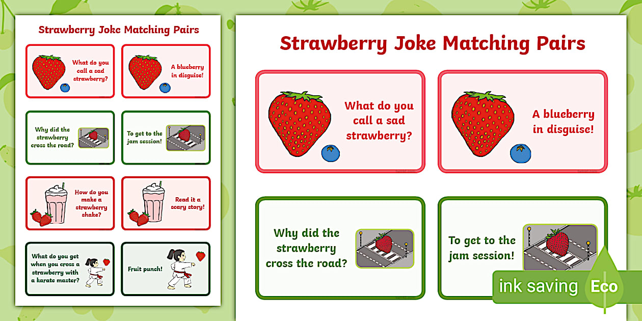 Strawberry Joke Matching Pairs (Teacher-Made) - Twinkl