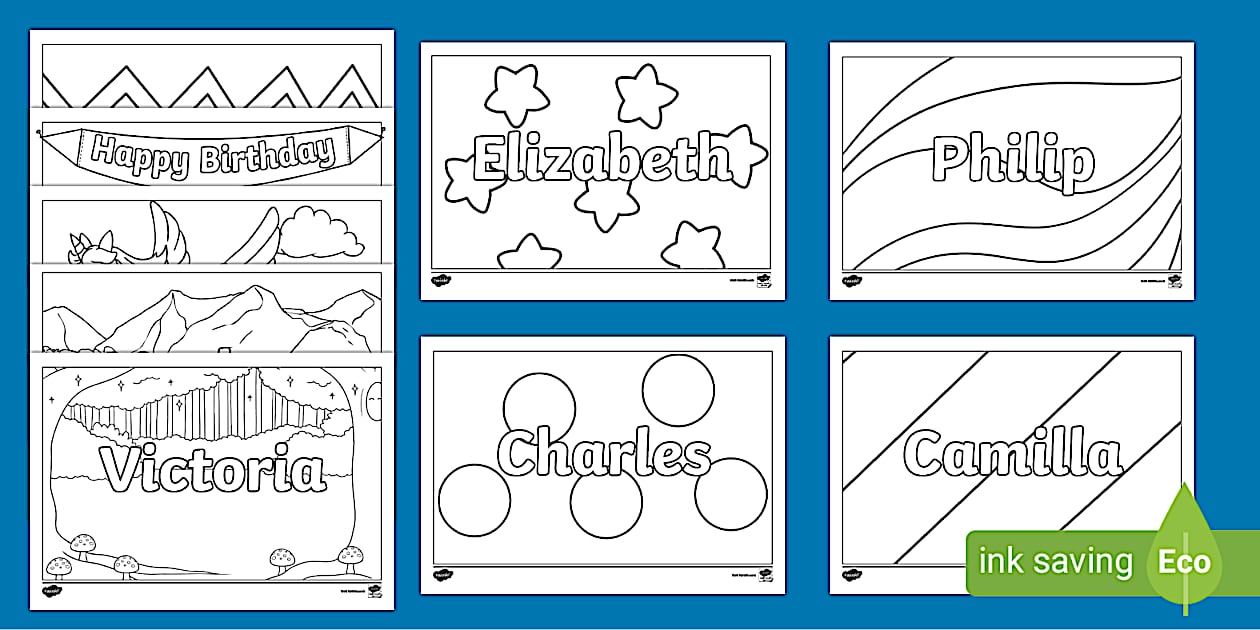 Royal Family Names Simple Colouring Activity Sheets | Twinkl