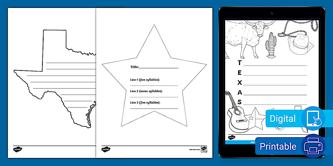 Texas Shape Poetry Writing Templates (teacher made) - Twinkl