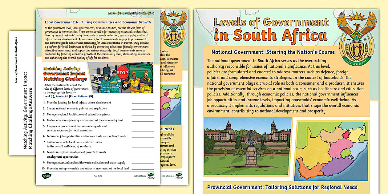 Levels of Government in South Africa (teacher made) - Twinkl