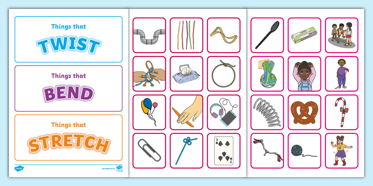 Does it Twist, Bend or Stretch? Sorting Activity - Twinkl