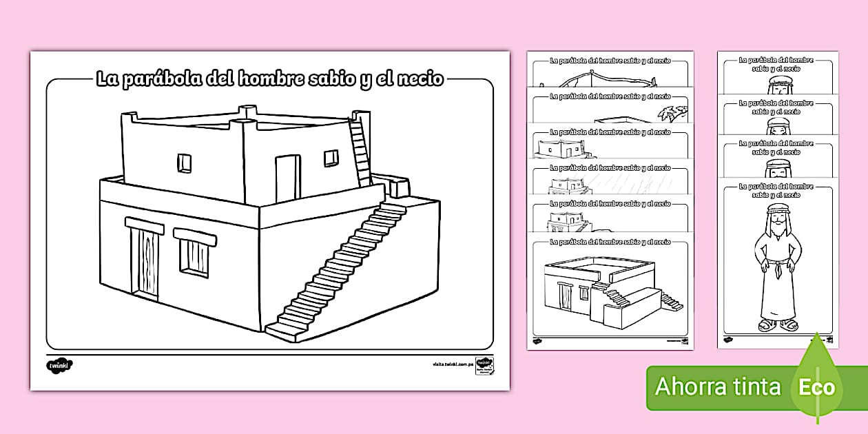 Hoja de colorear: Parábola del hombre sabio y el necio