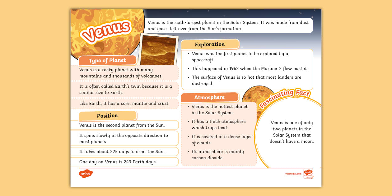 KS1 Venus Fact File (teacher made) - Twinkl