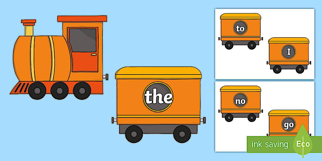 Phase 2 Phonics Tricky Word Train: Visual Aid (teacher made)