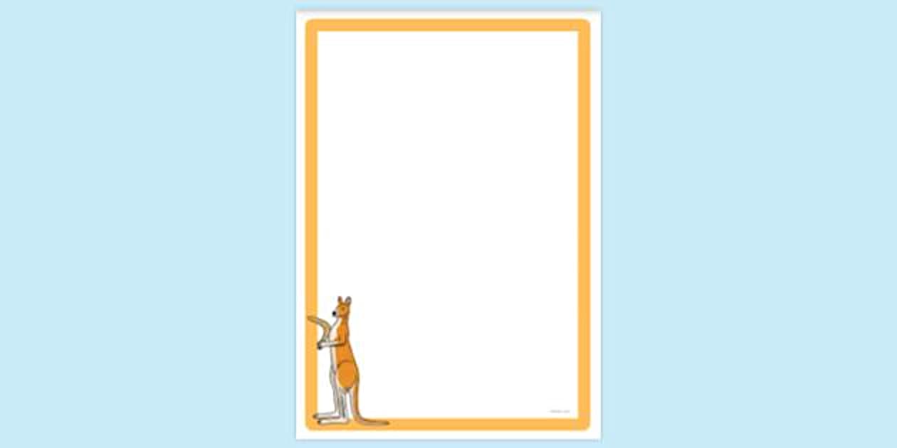 Simple Blank Kangaroo With Boomerang Page Border | Twinkl