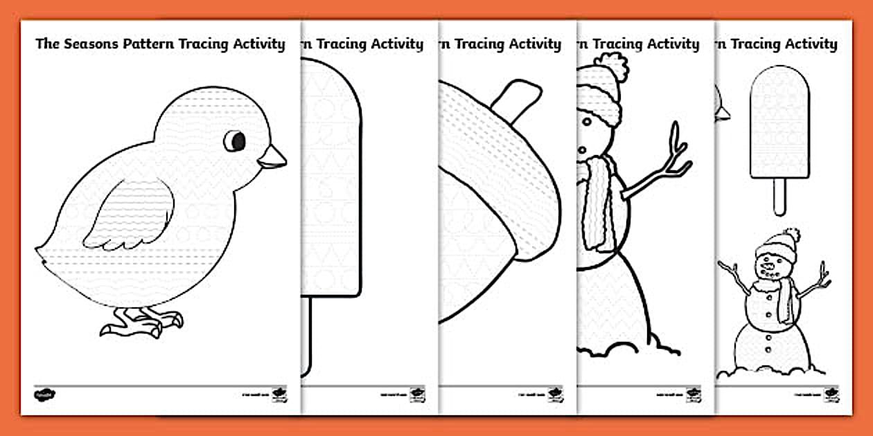 The Seasons Pattern Tracing Activity - Twinkl
