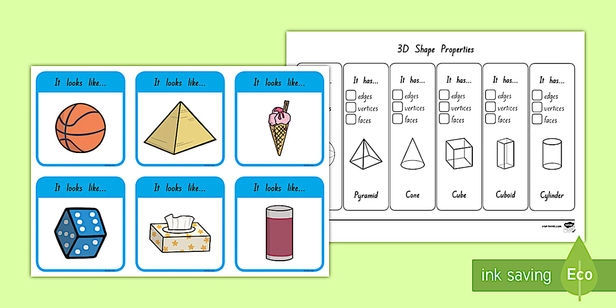 3D Shape Properties Interactive Visual Aid (teacher made)