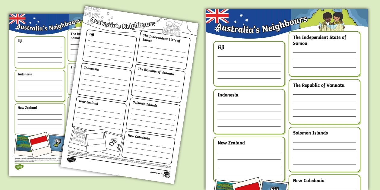 Australia's Neighbours Fact File Template (teacher made)