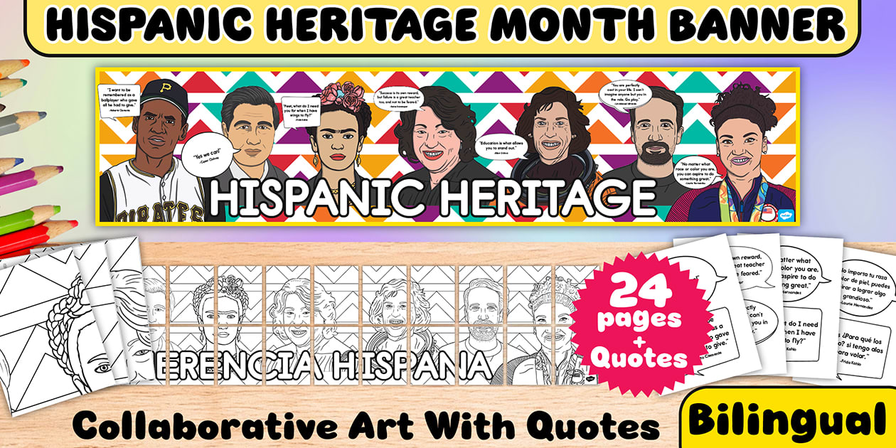 Hispanic Heritage Month Collaborative Art Banner Poster Pack | Hispanic