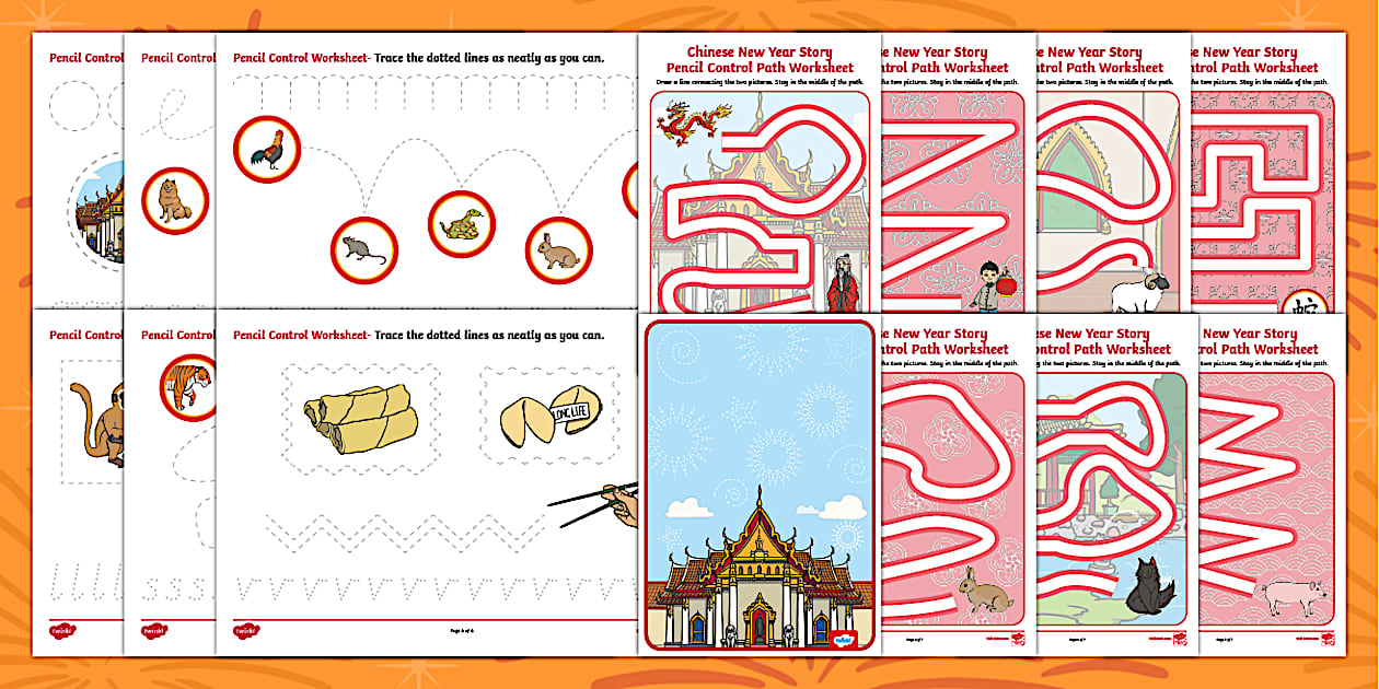 Chinese New Year Pencil Control Activity Pack - Twinkl