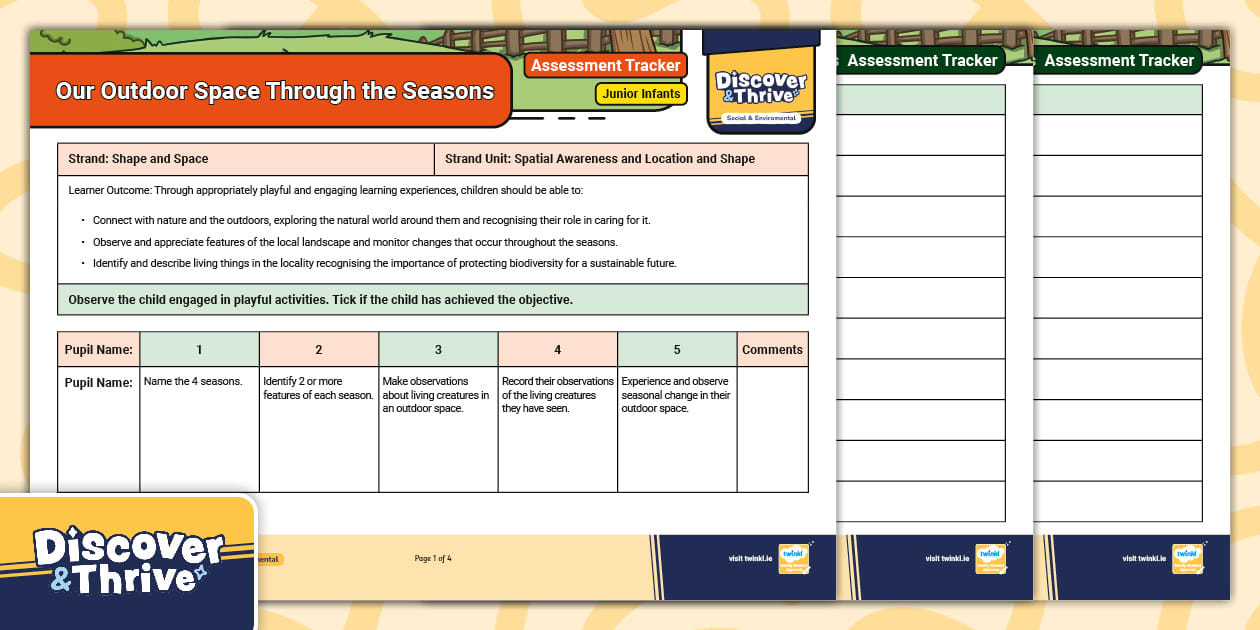 Our Outdoor Space Through the Seasons Assessment Tracker