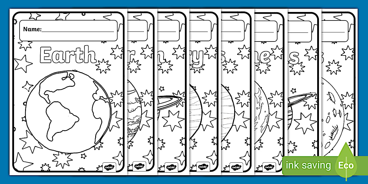 Planet Themed Colouring Book Cover - Twinkl