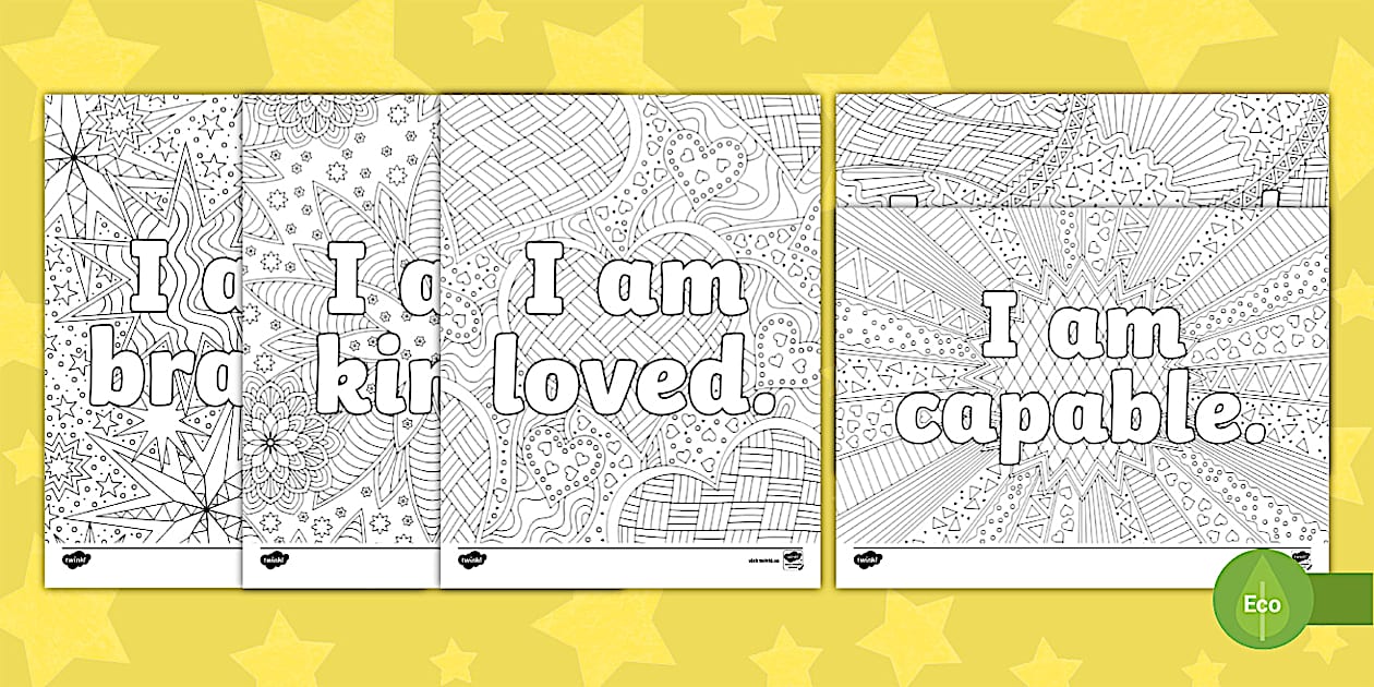 Inspirational Quotes Mindfulness Colouring - Twinkl