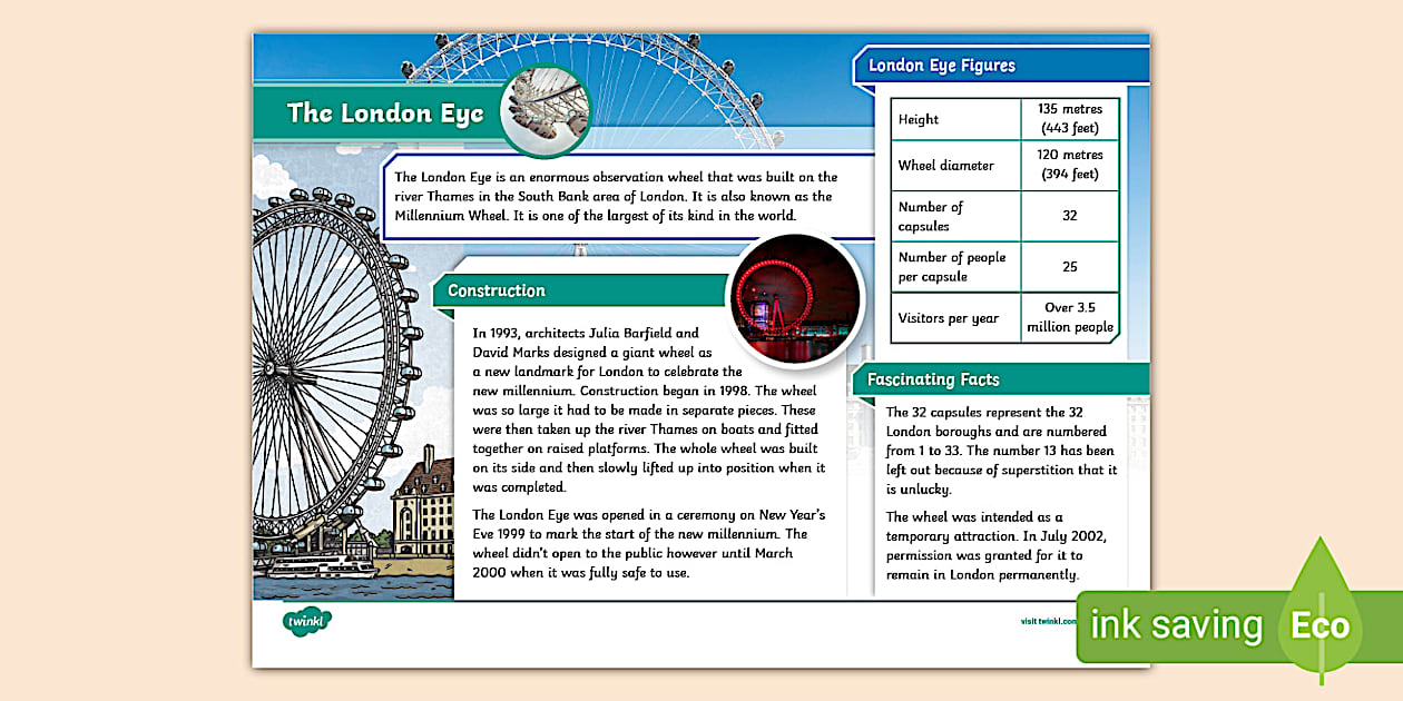 London Eye Fact File - Twinkl - KS2 (teacher made) - Twinkl