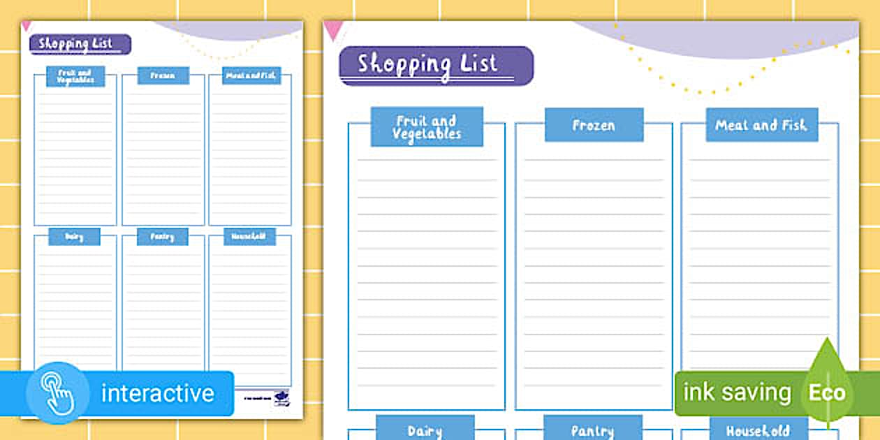 Shopping List Sections Breakdown | Twinkl Busy Bees - Twinkl
