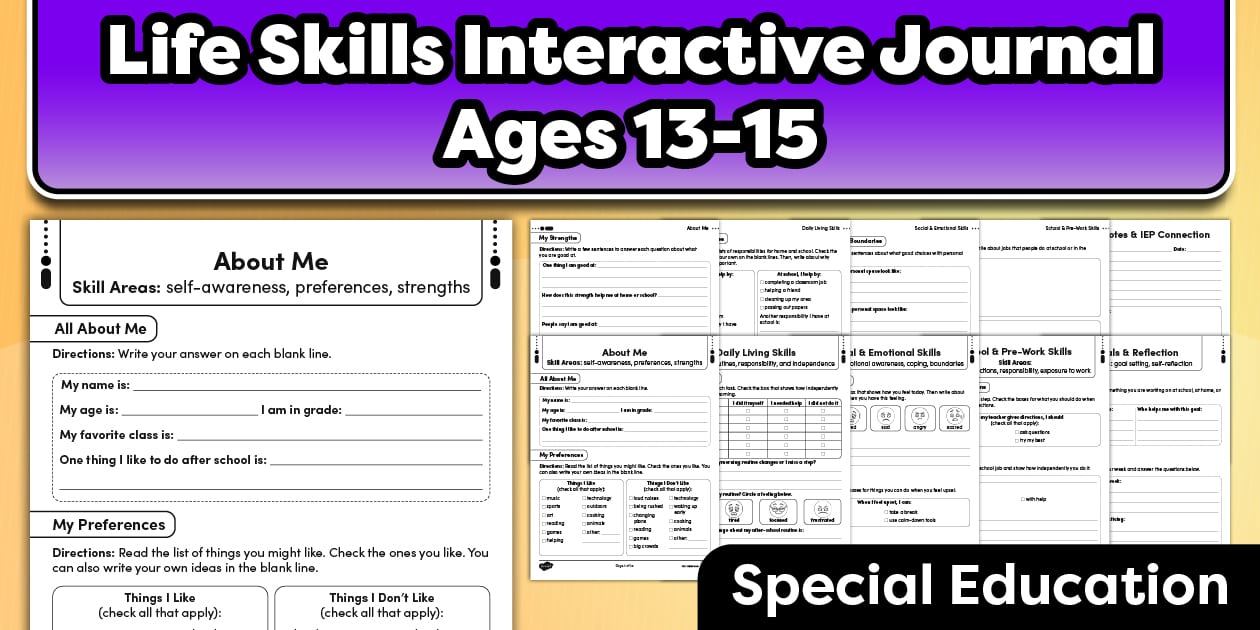 Life Skills Interactive Journal | Ages 13-15