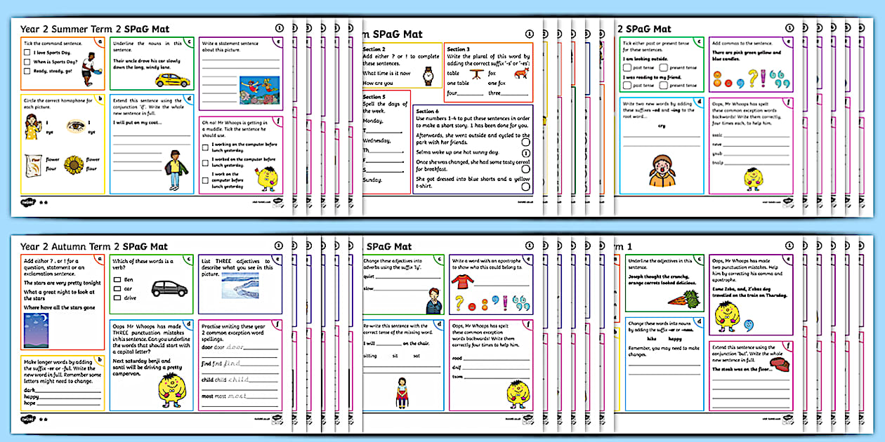 Editable Year 2 SPaG Activity Mats Pack (teacher made)