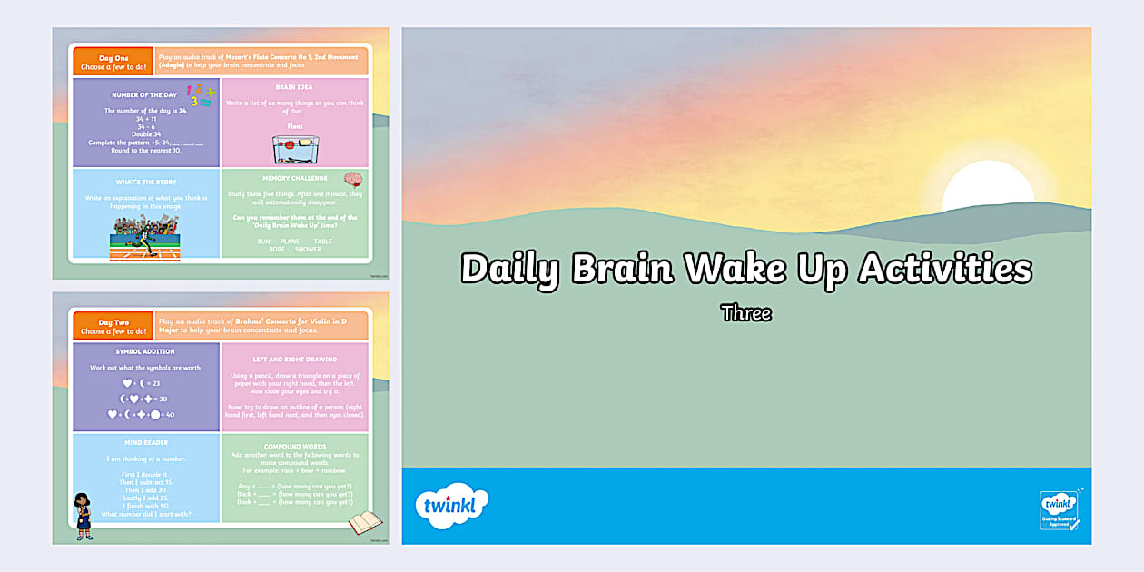 Daily Brain Wake Up Activities Three (Years 3-4 ) - Twinkl