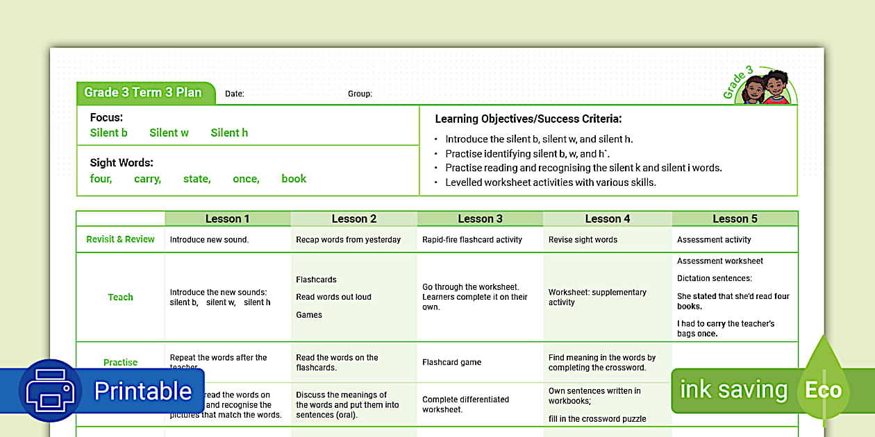 Grade 3 Phonics: Term 3 Week 5 Planning - Twinkl