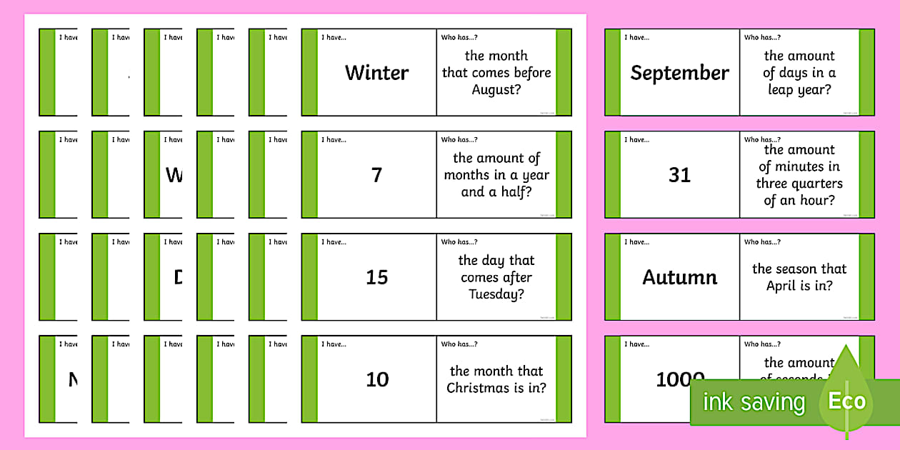 Days And Months Loop Cards Activity - Twinkl