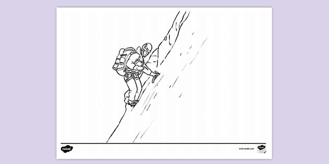 Climber on an Incline Colouring Sheet | Colouring Sheets
