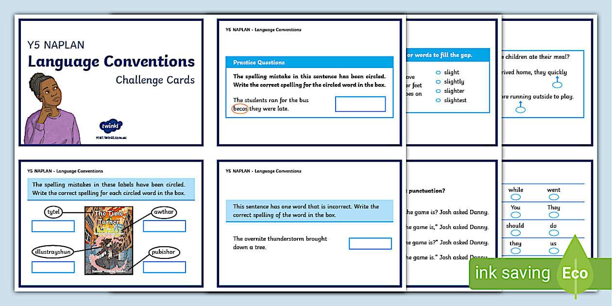 Yr 5 NAPLAN Language Conventions Challenge Cards - Twinkl