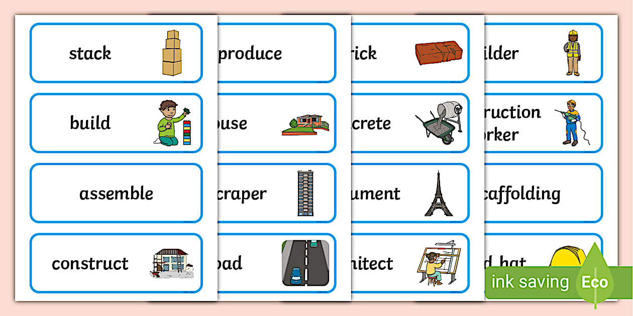 Building and Construction Word Cards (teacher made) - Twinkl