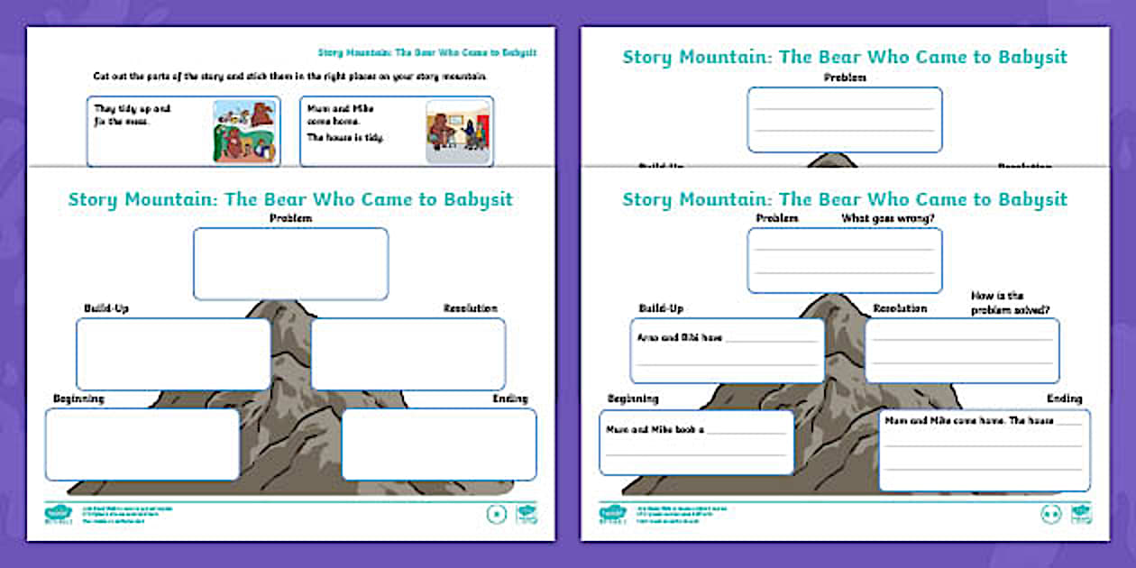 The Bear Who Came to Babysit: KS1 Story Mountain Differentiated Worksheet