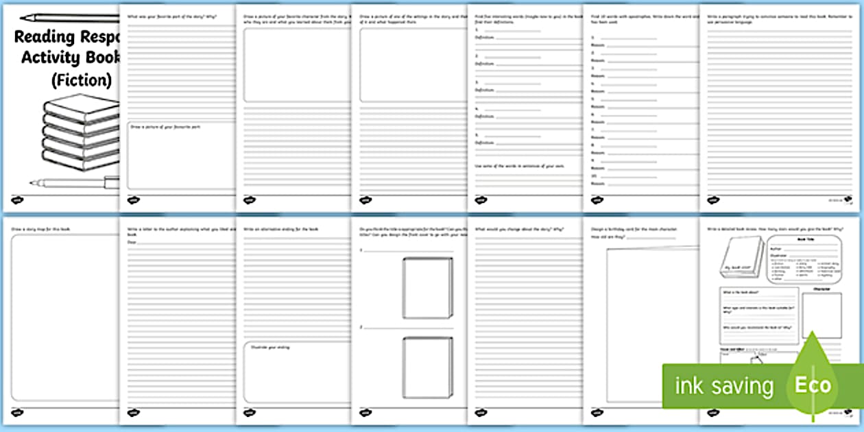 Fiction Reading Response Activity Booklet for 3rd-5th Grade