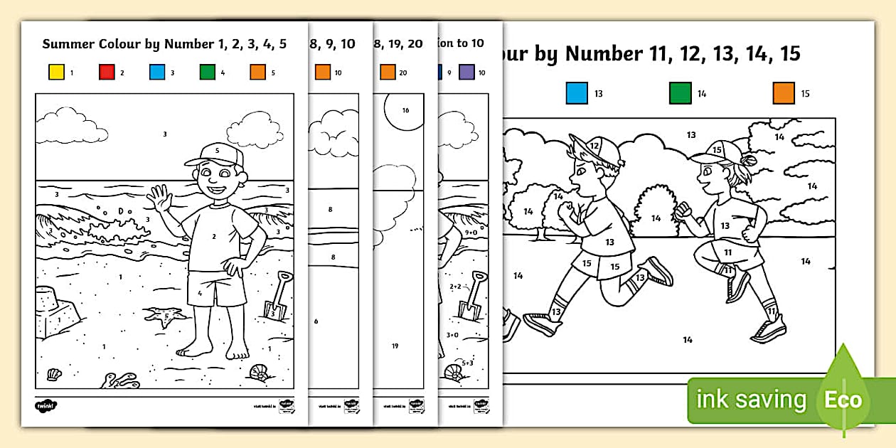 Summer Colour by Number Pack (teacher made) - Twinkl