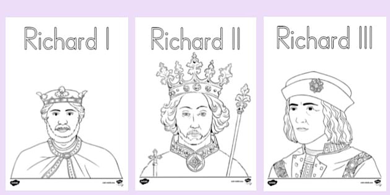 King Richard Colouring Sheets (teacher made) - Twinkl