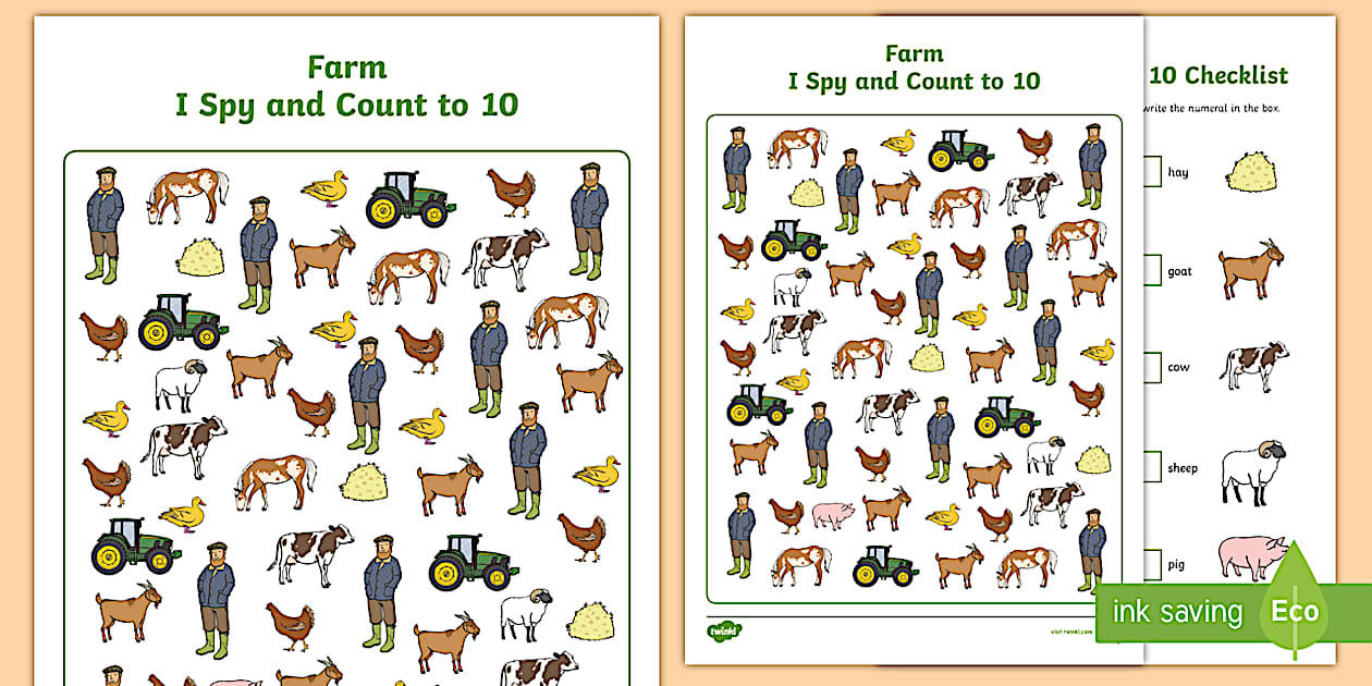 Editable Farm I Spy and Count Activity to 10 (teacher made)