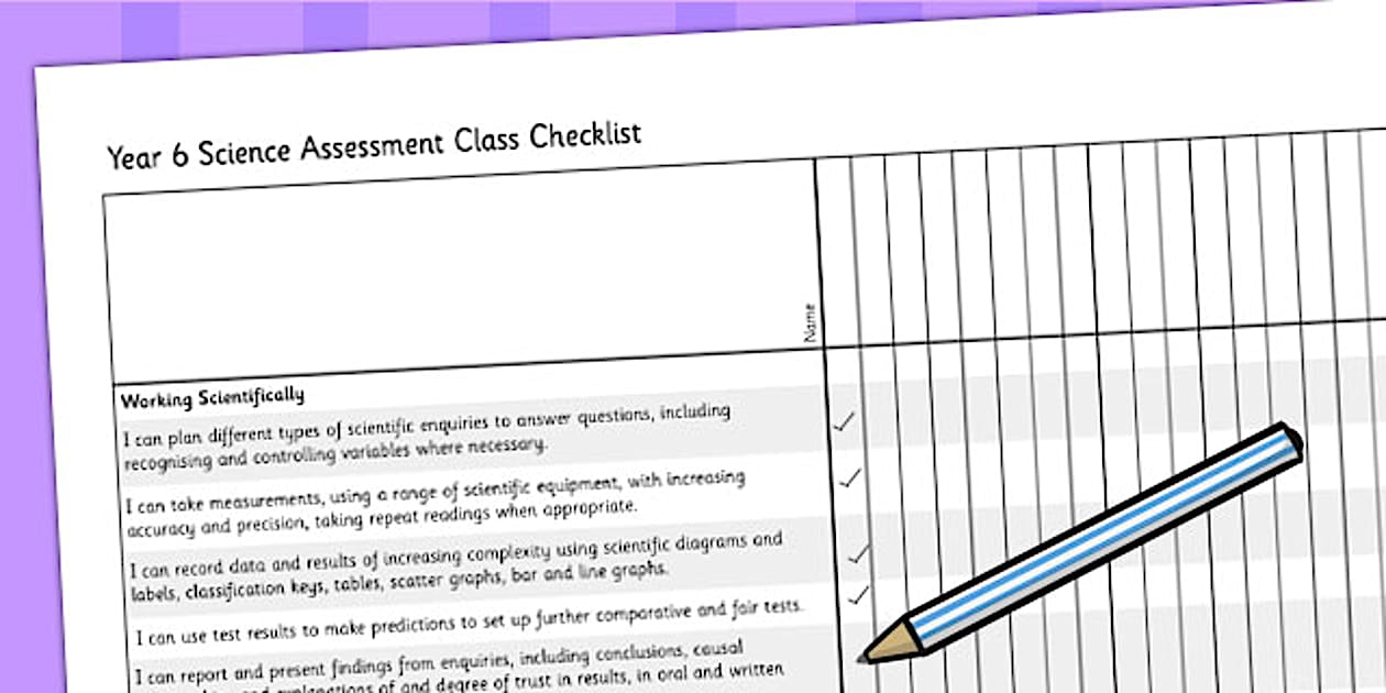 2014 National Curriculum Year 6 Science Assessment Class Checklist - target