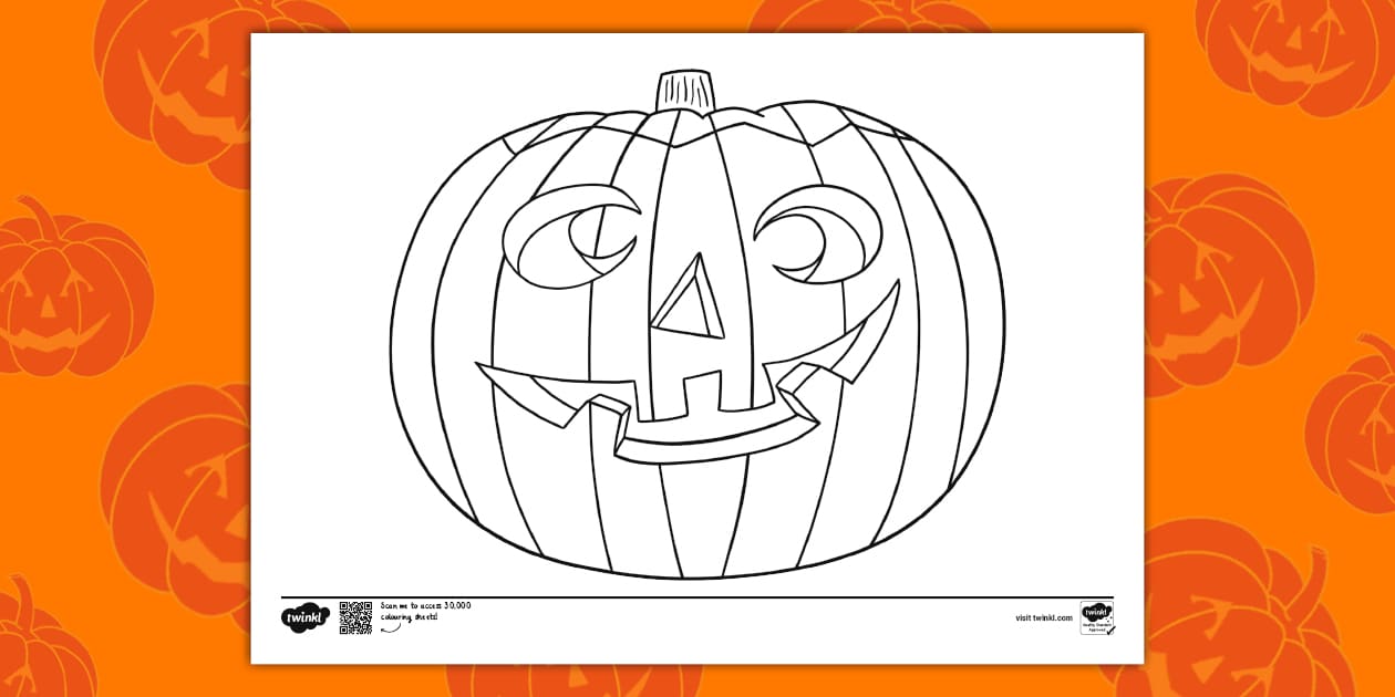Colouring Page of a Halloween Pumpkin - Primary Resource