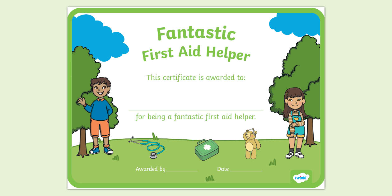 Fantastic First Aid Helper Certificate