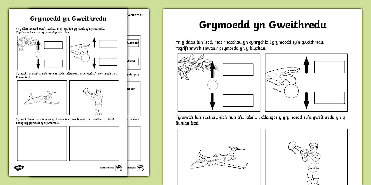 Taflen Weithgaredd Grymoedd yn Gweithredu (teacher made)