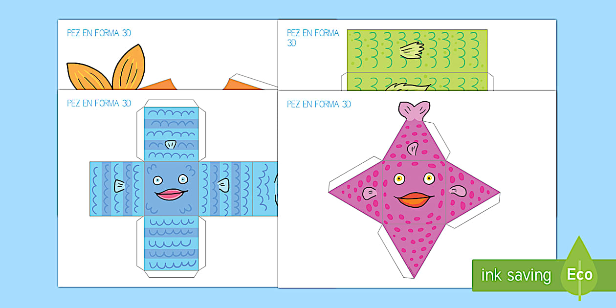 Peces 3d Manualidad Teacher Made Twinkl