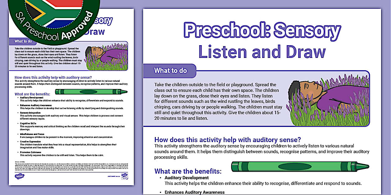 Preschool: Sensory- Listen and Draw (teacher made) - Twinkl