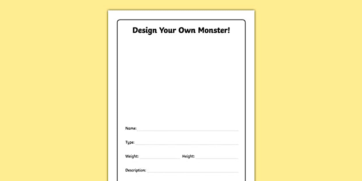 Editable Design Your Own Monster Worksheet (teacher made)