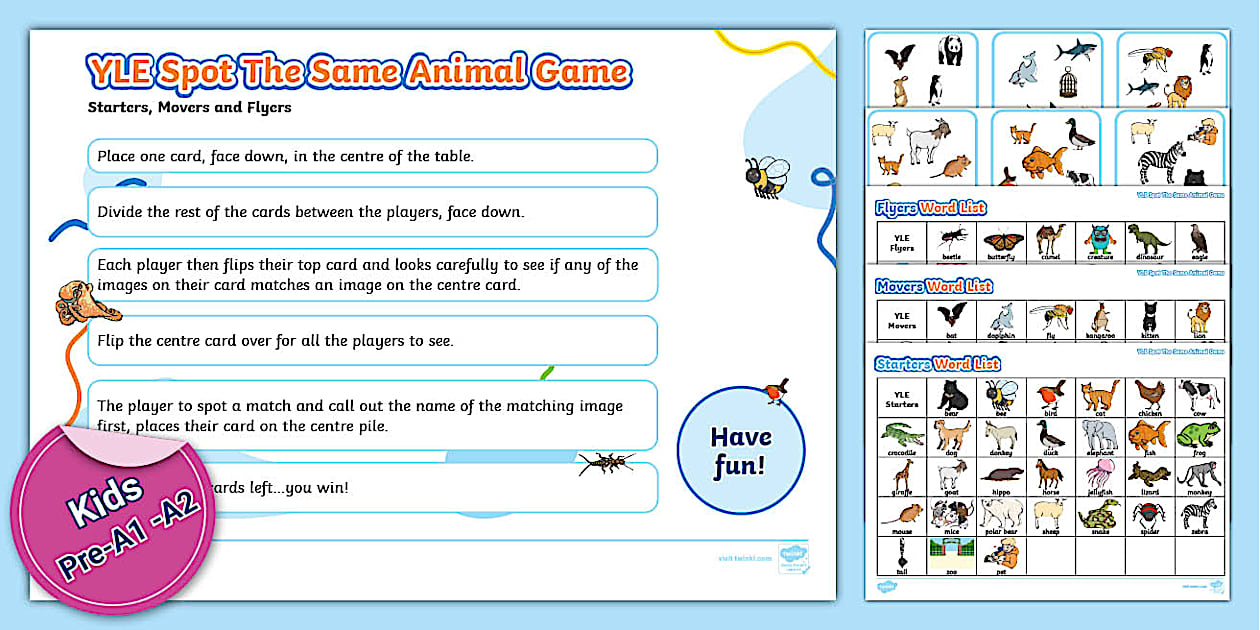 YLE Starters, Movers and Flyers - Spot the Animal Game [Pre-A1-A2]