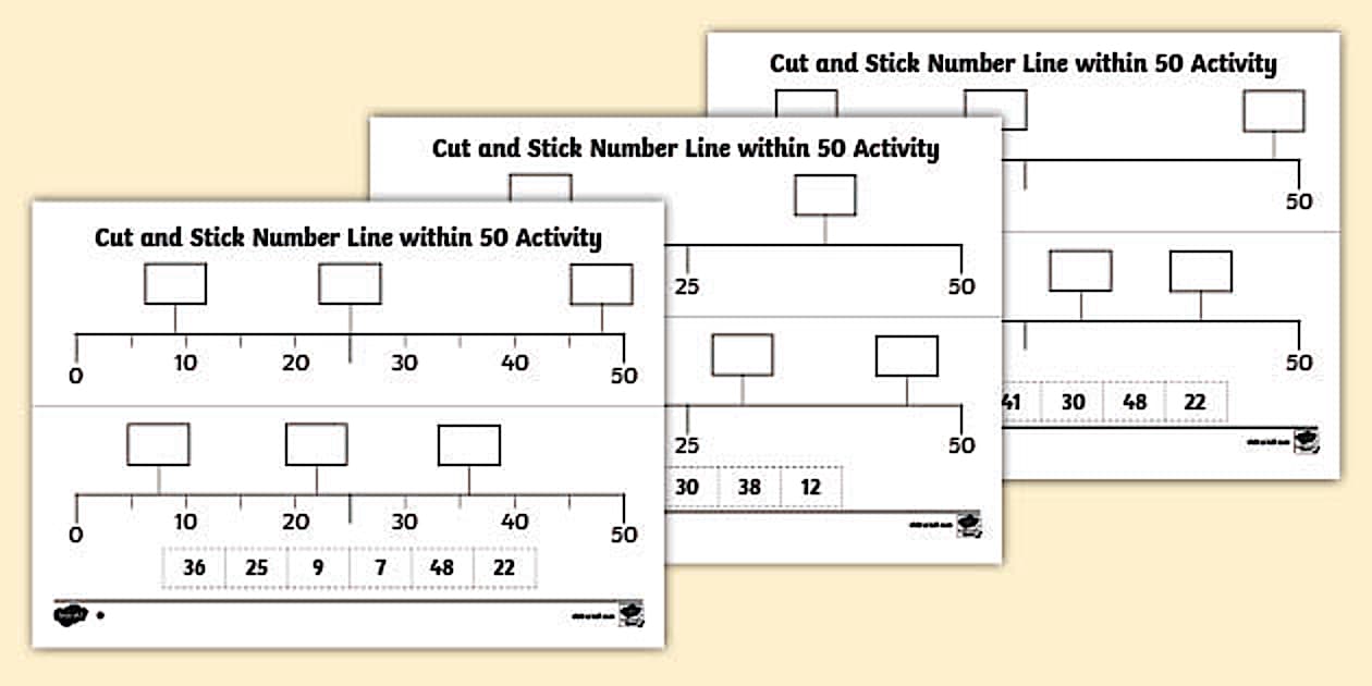 👉 Reason with Numbers within 50 Cut and Stick Number Line Activity