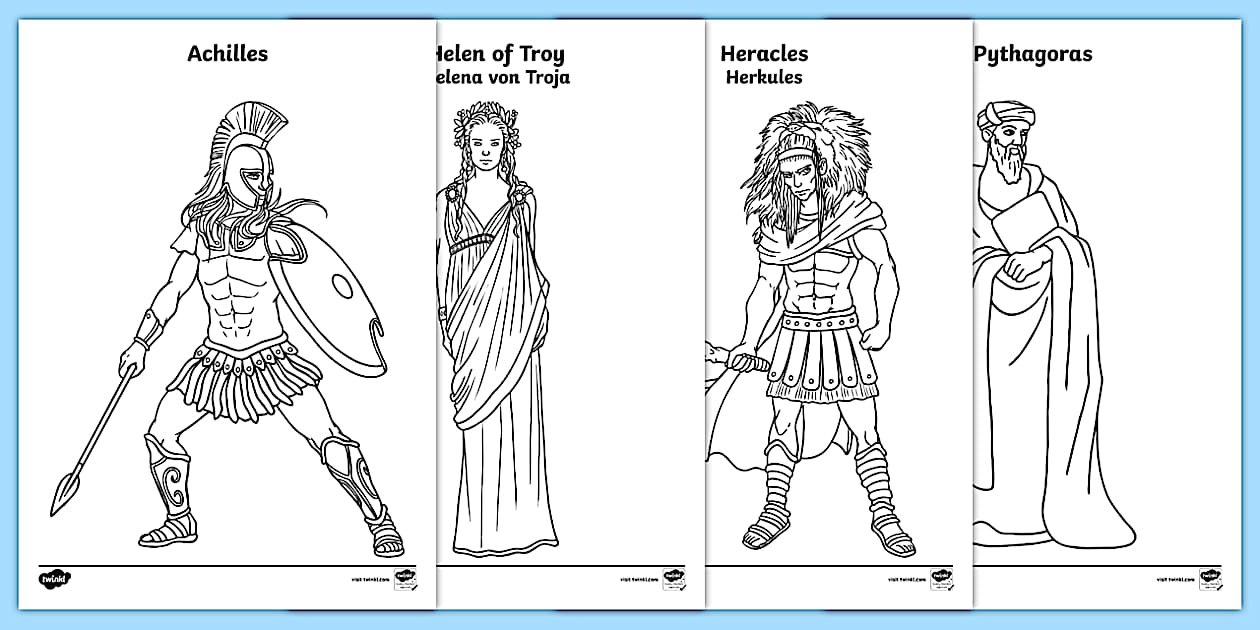 Ancient Greek Figures Colouring Pages English/German