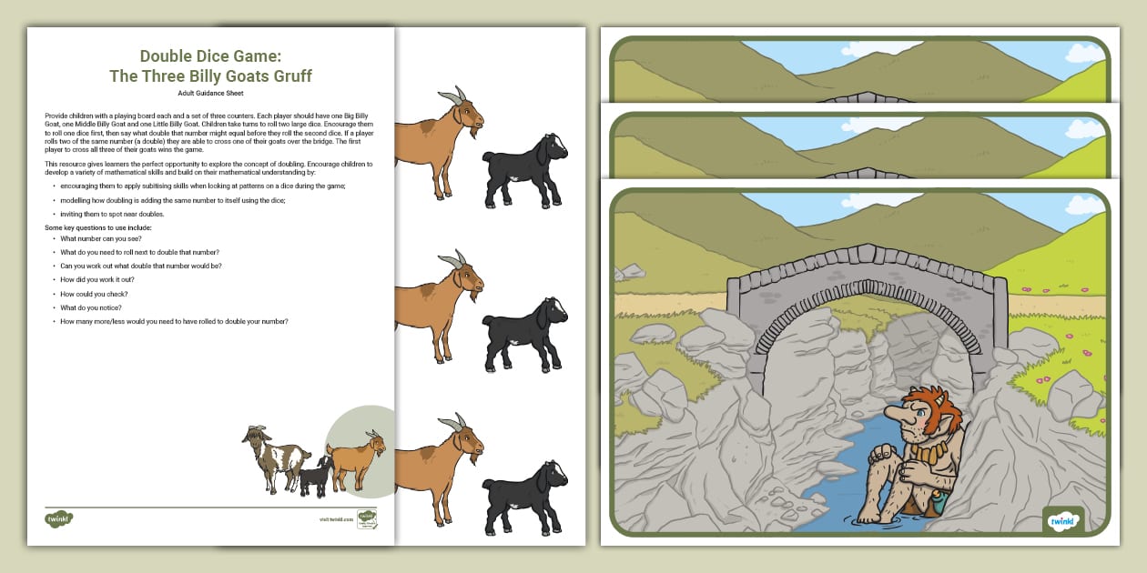 Double Dice Game: The Three Billy Goats Gruff | Twinkl