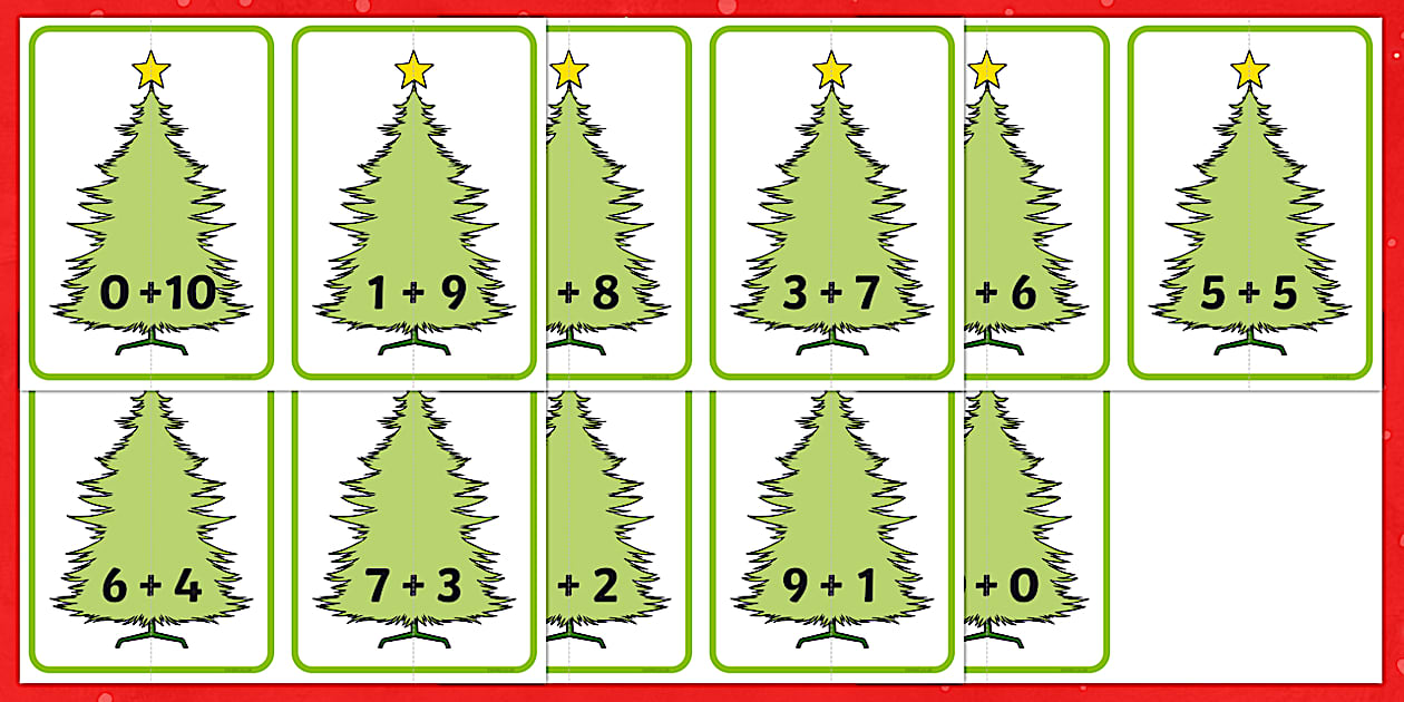 Editable Christmas Tree Number Bonds of 10 (teacher made)