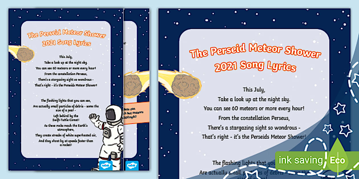 The Perseid Meteor Shower 2021 Song Lyrics - Twinkl