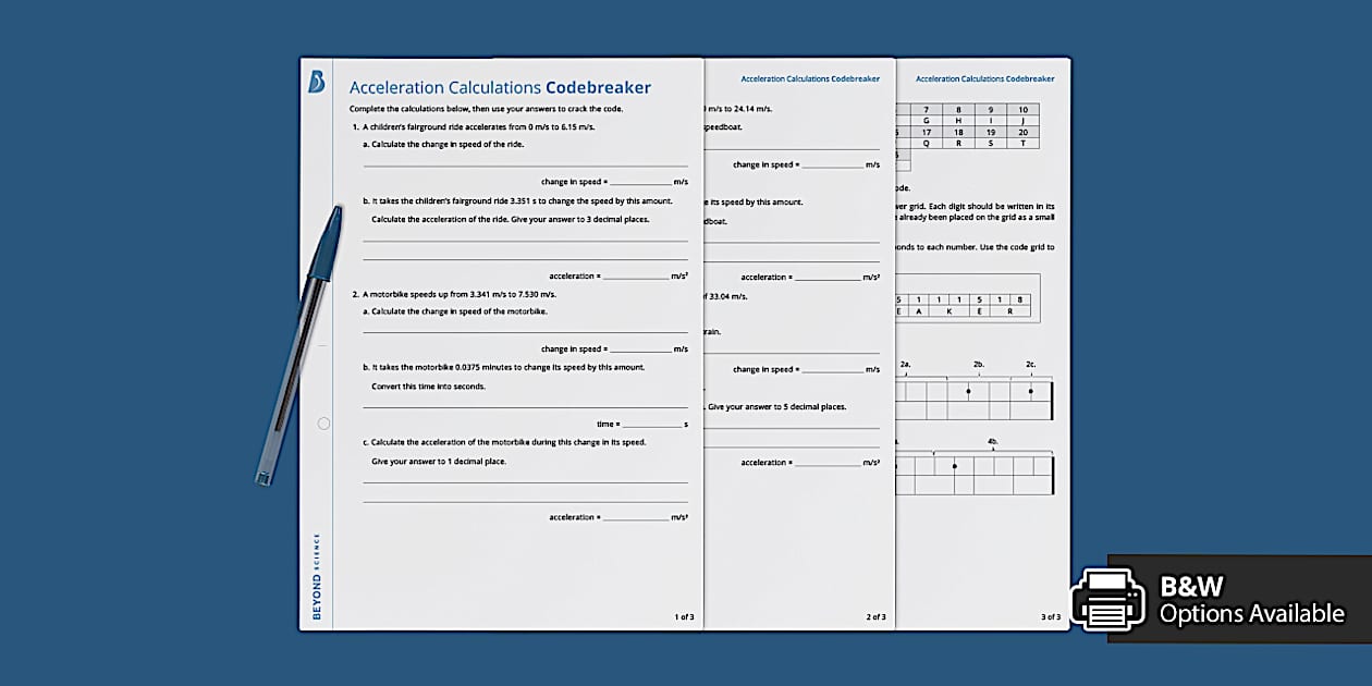 Acceleration Calculations Codebreaker | Physics | Beyond