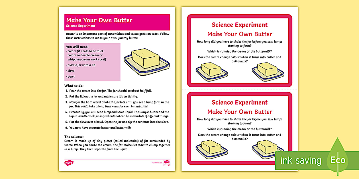 Making Butter In The Classroom - Experiment and Prompt Card